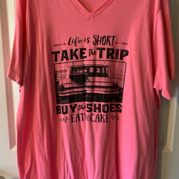 Bella Canvas | Tops | Neon Pink Unisex Vneck Bella Canvas Tee Xxl ...